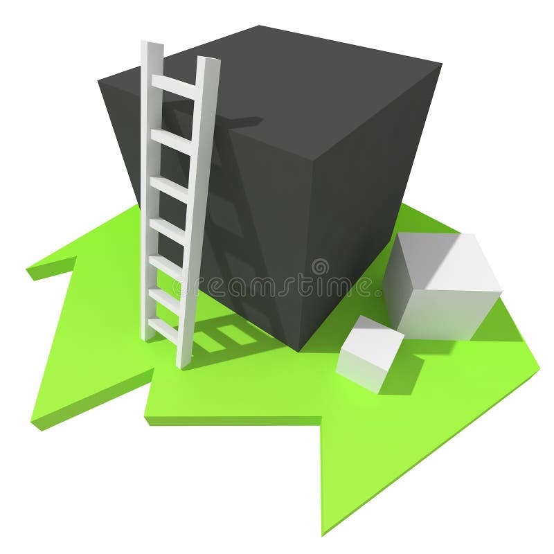 3d White Ladder on Black Box Stock Illustration - Illustration of item ...