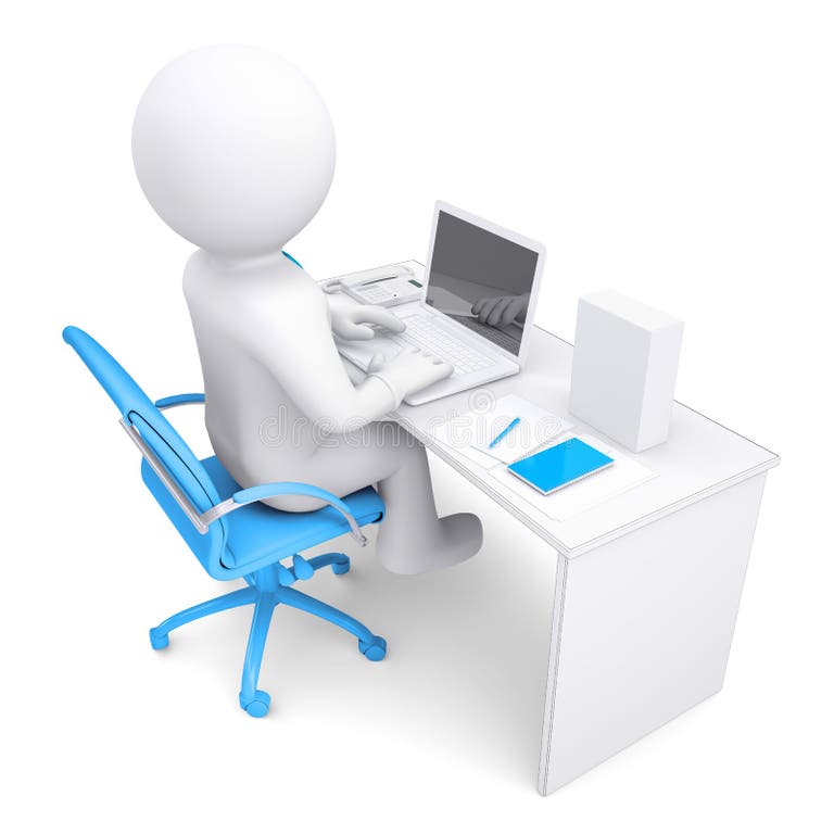 3d White Man Working Laptop Table White Box Stock Illustrations – 8 3d ...