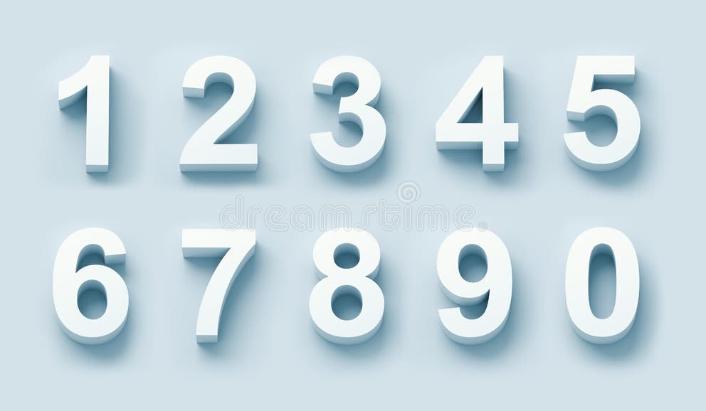 3d white numbers set stock illustration. Illustration of steel - 23207575