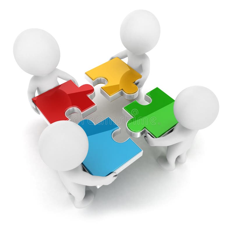 3D White People. Teamwork Solving the Puzzle Stock Illustration ... 3D White People. Teamwork Solving the Puzzle Stock Illustration ...