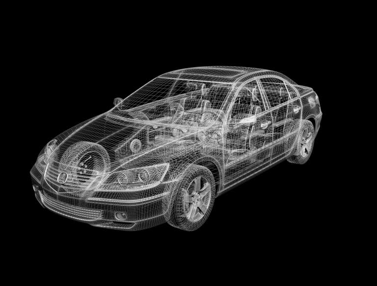 3D wireframe design of car stock illustration. Illustration of modern ...