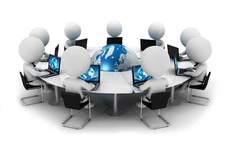 3d Witte Mensen Die Rond De Wereld Worden Verbonden Stock Illustratie ...