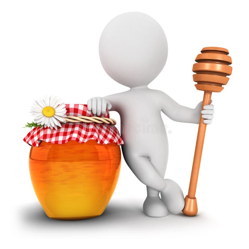 3d witte mensen met honing stock illustratie. Illustration of lepel ...