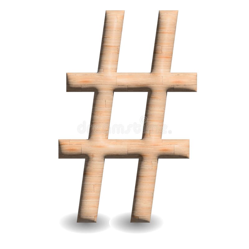 3D Wood Hashtag Sign Icon Illustration Stock Illustration ...