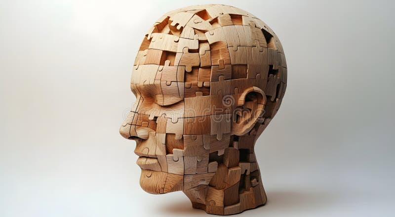 3D Wooden Puzzle Head - Symbol of Memory and Intelligence Stock ...