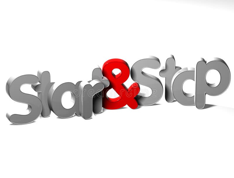 3D Word Start and Stop on White Background Stock Illustration ...
