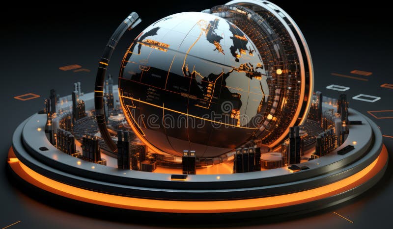 3D World Globe Electronic Technological Model. Globalization Concept ...