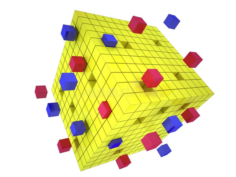 3D Yellow cube stock illustration. Illustration of business - 17948627