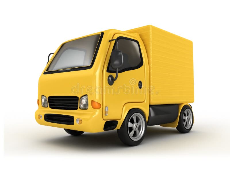 3D Yellow Van isolated stock illustration. Illustration of three - 22496590