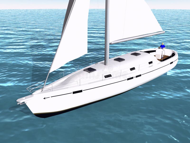 3D Zeilboot op water stock illustratie. Illustratie bestaande uit zeil ...