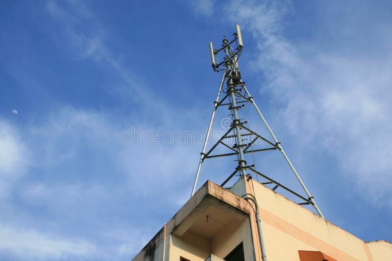 3G Phone Antenna Mounted on Top of Building Stock Image - Image of ...