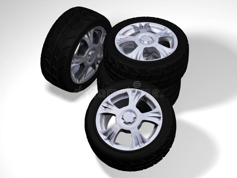4 big wheels with tyres stock illustration. Illustration of tunning ...