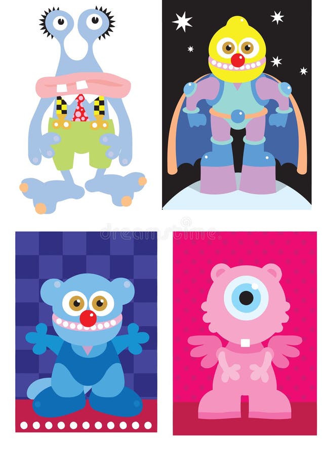 Four monster stock vector. Illustration of color, small - 9111941
