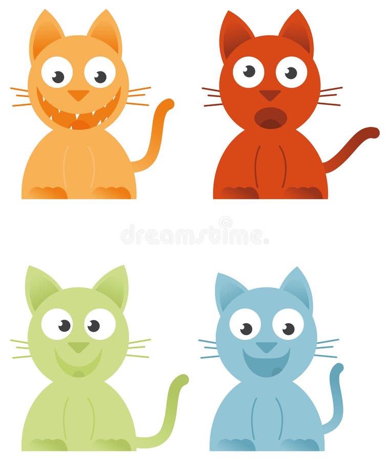 4 Cats stock vector. Illustration of front, scenics, orange - 4375714