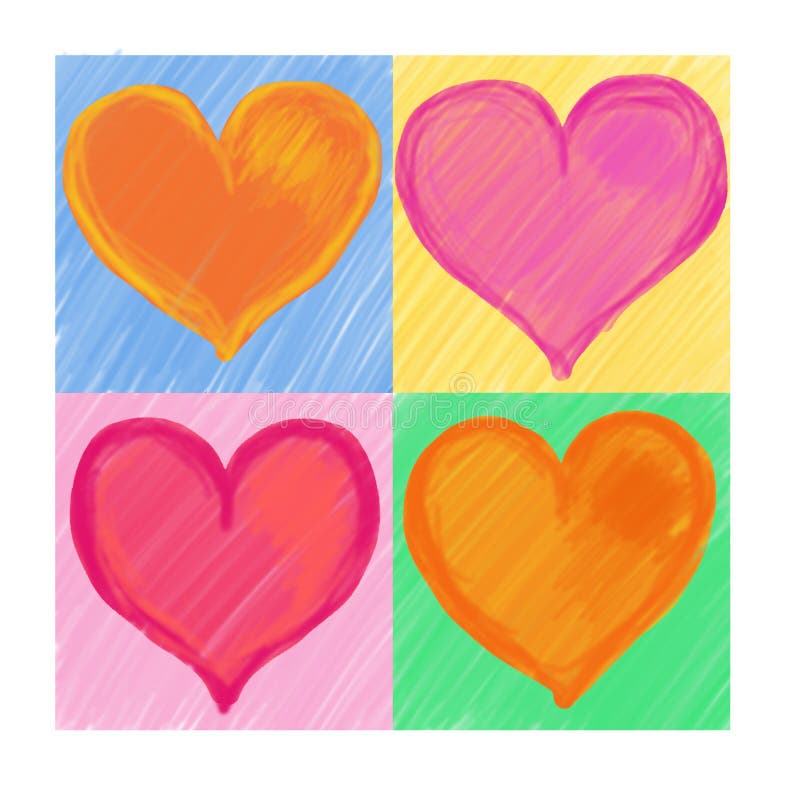 4 Color Hearts for Valentine S Day Stock Illustration - Illustration of ...