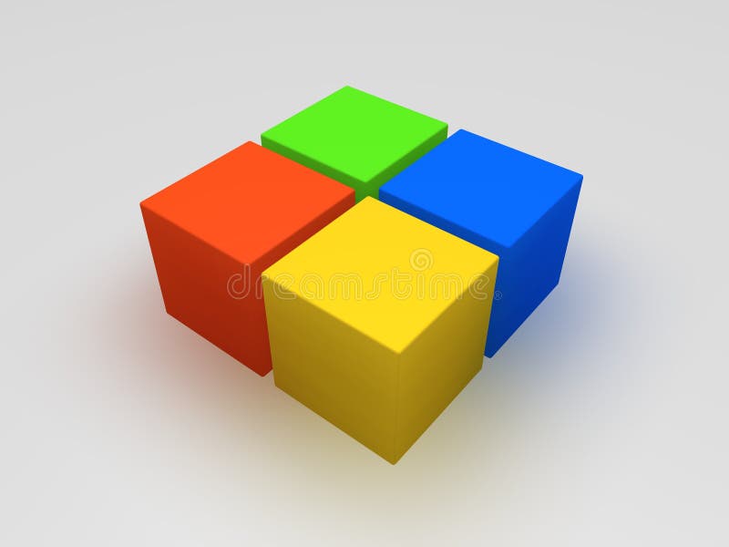 4 colored boxes stock illustration. Image of colored, yellow - 434346