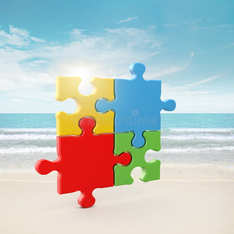 4 colors puzzle stock illustration. Illustration of seascape - 17359058