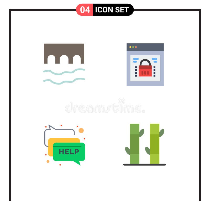 4 Creative Icons Modern Signs and Symbols of Bridge, Web Security ...