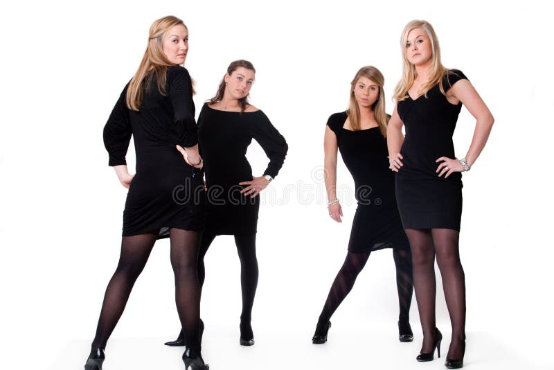 4 dames dans la pose sexy photo stock. Image du isolement - 13313360