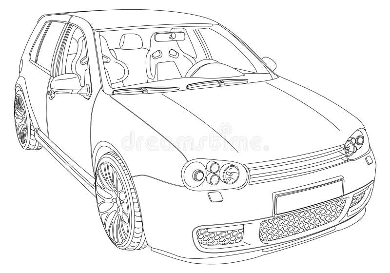 4 golf volkswagen vektor illustrationer. Illustration av automatisk ...