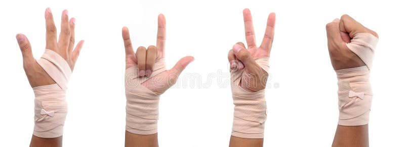 4 Hand Sign with Elastic Bandage Stock Image - Image of sign, brace ...