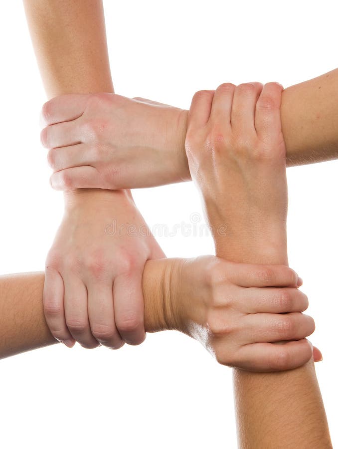 4 hands connected stock image. Image of community, background - 7824335