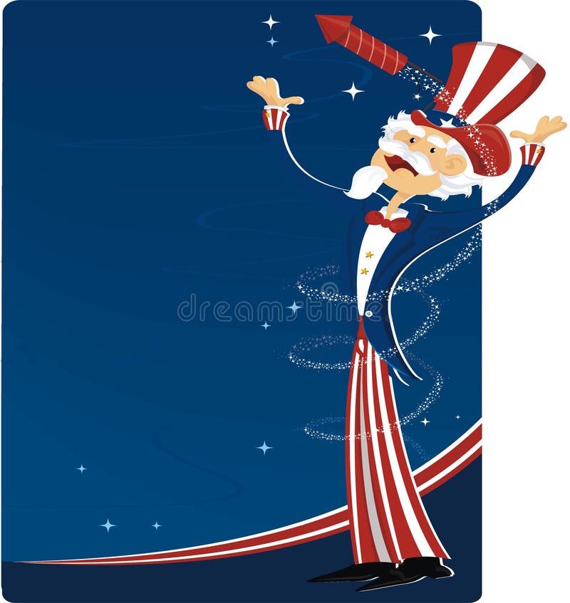 4 juli viering met oom SAM vector illustratie. Illustration of vlag ...