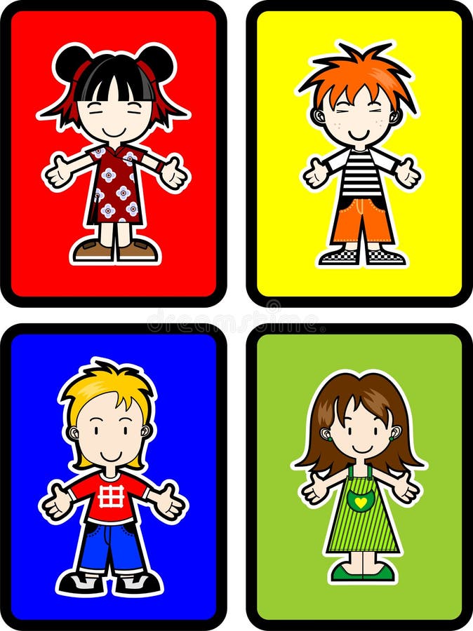 4 Kinder vektor abbildung. Illustration von bunt, mädchen - 10144266