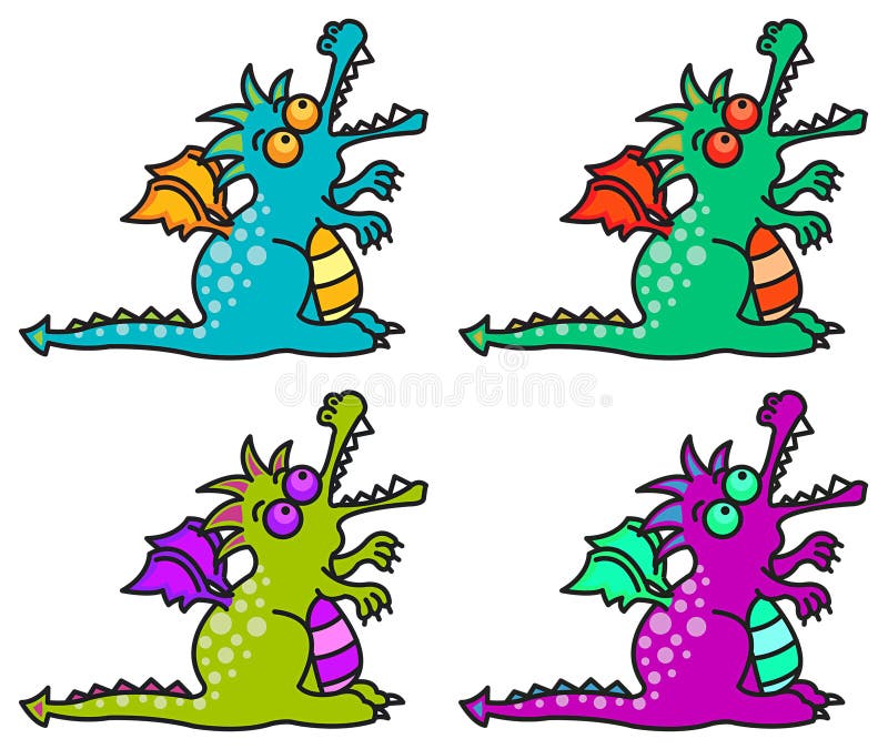 4 magical dragons stock illustration. Illustration of color - 2541334