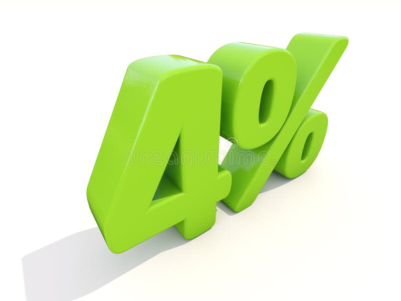 4 Percentage Rate Icon on a White Background Stock Photo - Image of ...