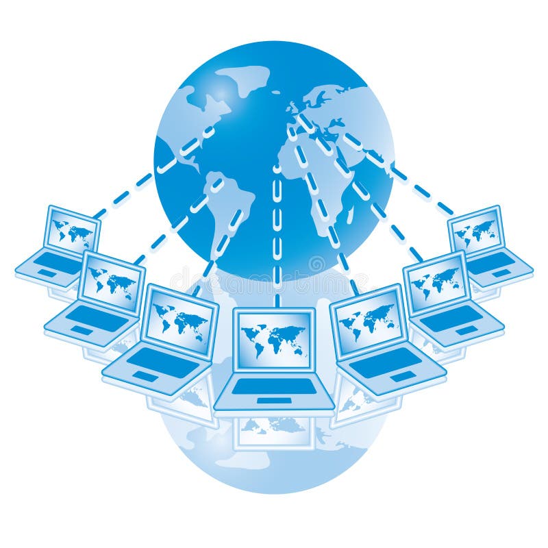 Réseau informatique global illustration stock. Illustration du laptop ...