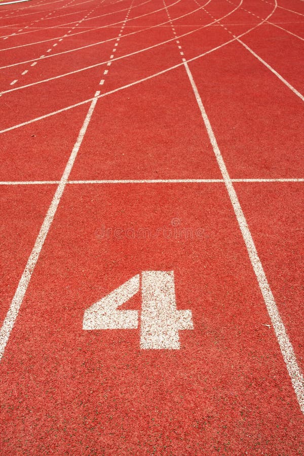 4 on a running track line stock photo. Image of athletic - 5858232