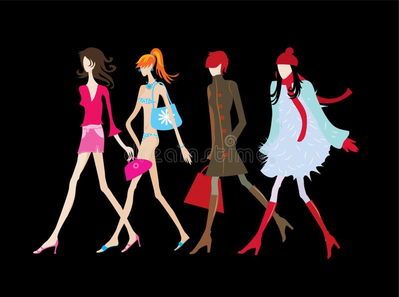 4 seasons fashions stock illustration. Illustration of stroll - 3142797
