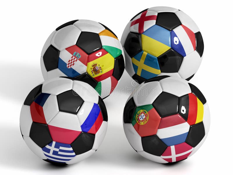 4 Soccer Balls with Flags of European Countries. Stock Illustration ...