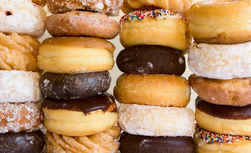 4 stacks of fresh donuts stock photo. Image of breakfast - 12449028