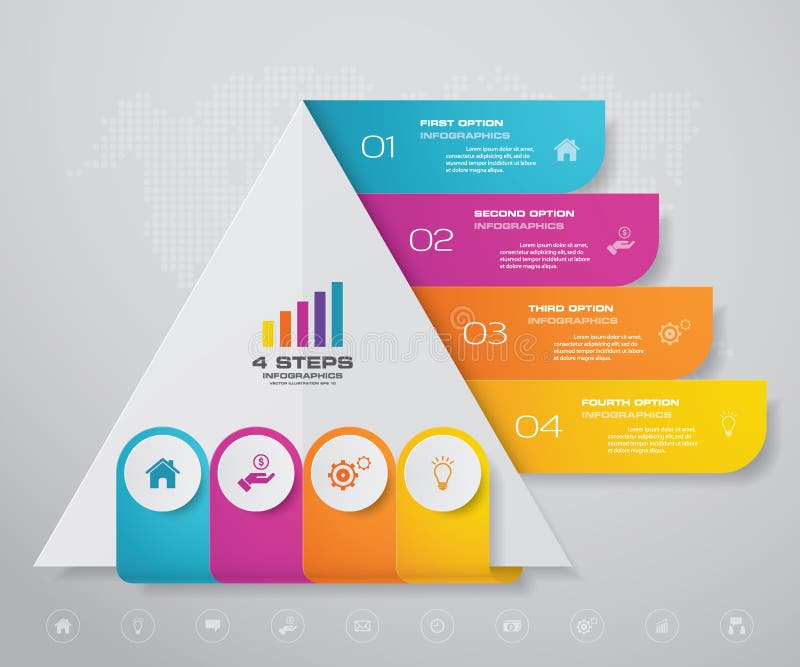 4 Steps Pyramid with Free Space for Text on Each Level. Infographics ...