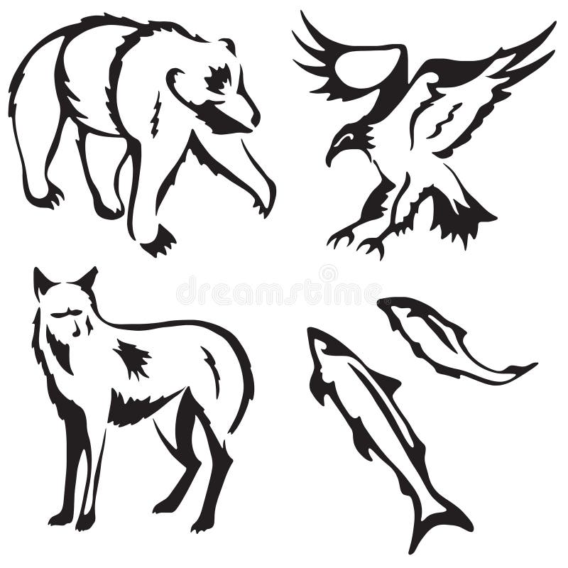 4 stylized animals stock vector. Illustration of black - 3352397