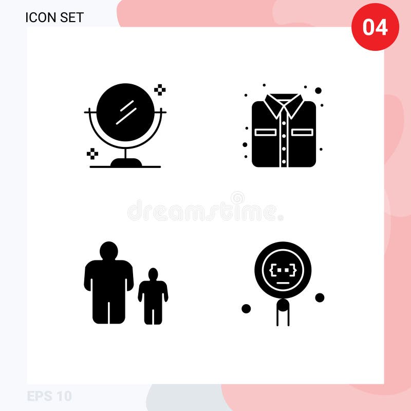 4 User Interface Solid Glyph Pack of Modern Signs and Symbols of Mirror ...