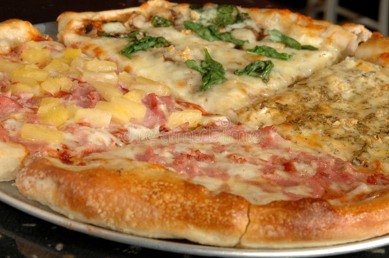 4-way pizza stock photo. Image of onion, feta, white, four - 3707798