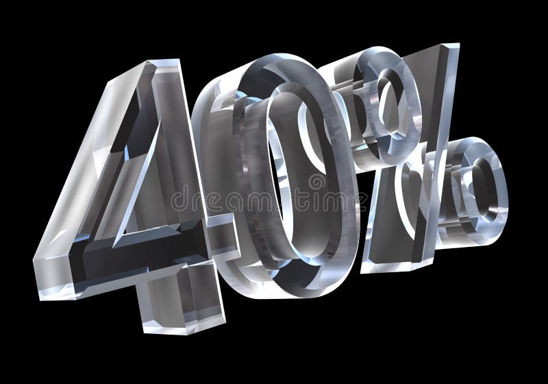 40 percent in glass (3D) stock illustration. Illustration of good - 3646551