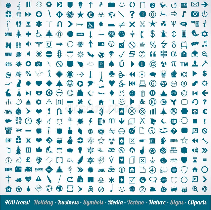 Set of 400 Various Icons Symbols and Elements Stock Vector ...