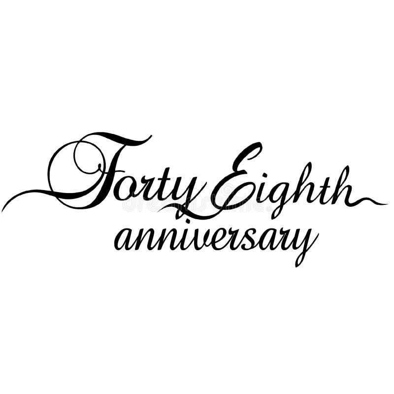 48 Anniversary in Isolated Cursive Letters Stock Illustration ...