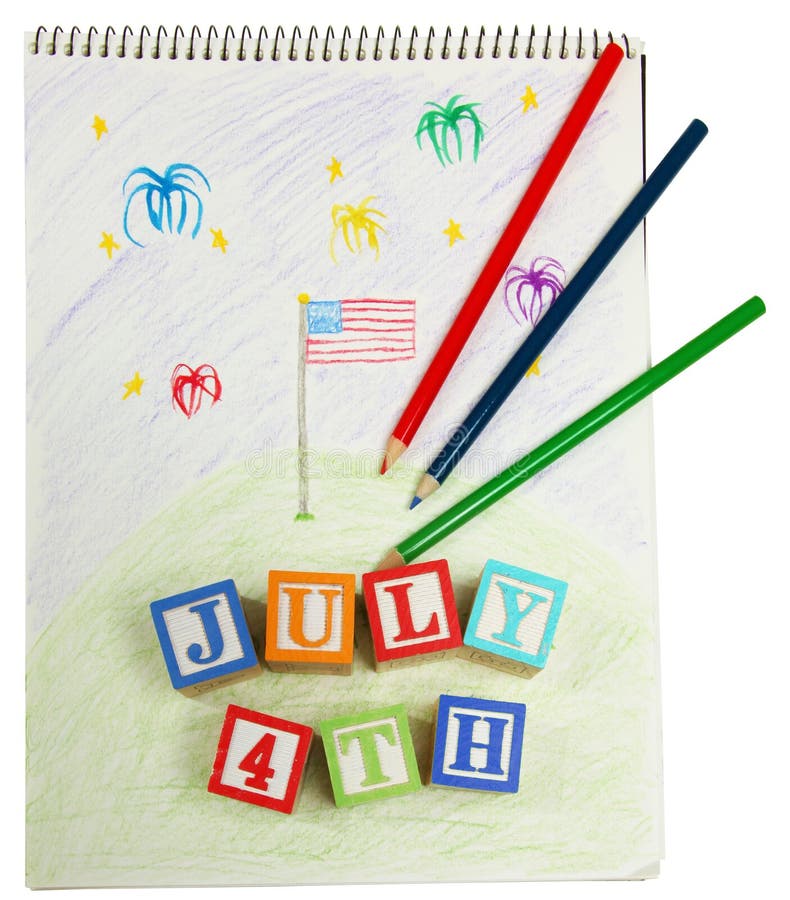 4th of July Drawing and Blocks Stock Image - Image of child, fight ...