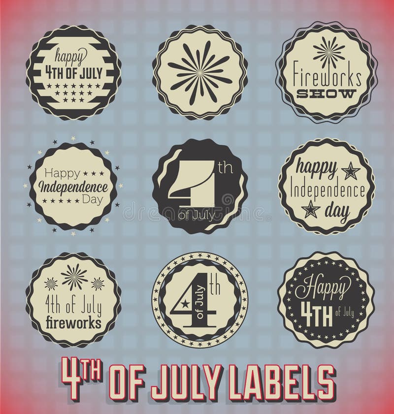 4th of July Labels and Icons Stock Vector - Illustration of explosions ...