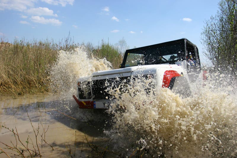 4x4 rally car in water stock photo. Image of extreme, activity - 5066232