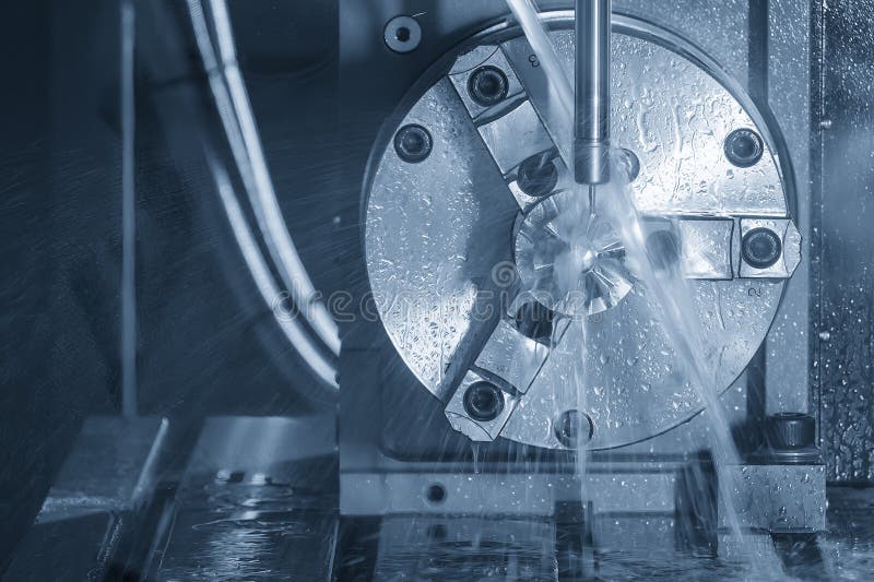 The 5-axis CNC Milling Machine Cutting the Turbocharger Part with Solid ...