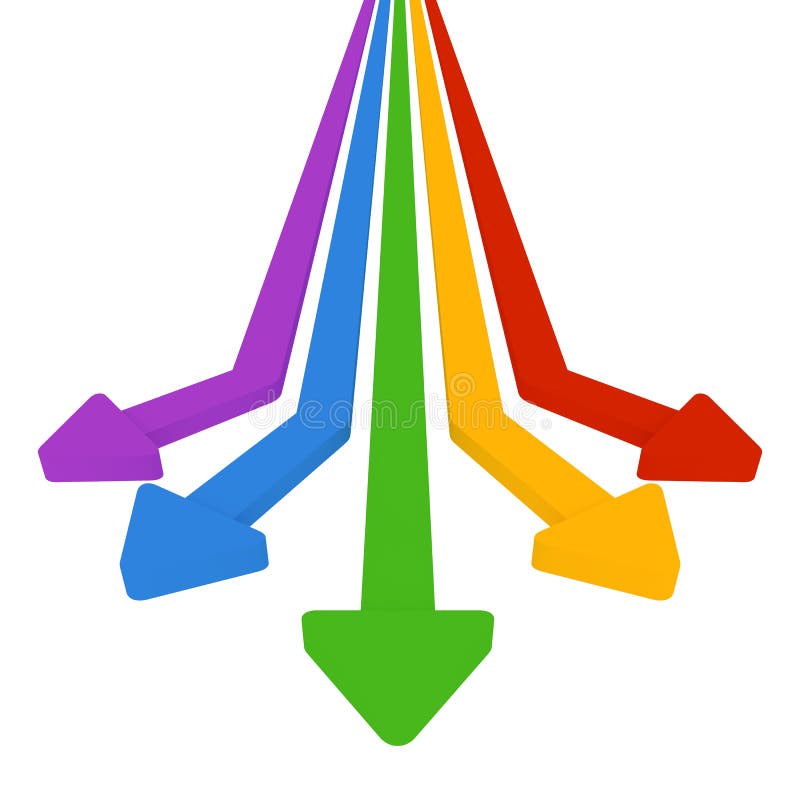 5 farbige Pfeile stock abbildung. Illustration von farbe - 19945404
