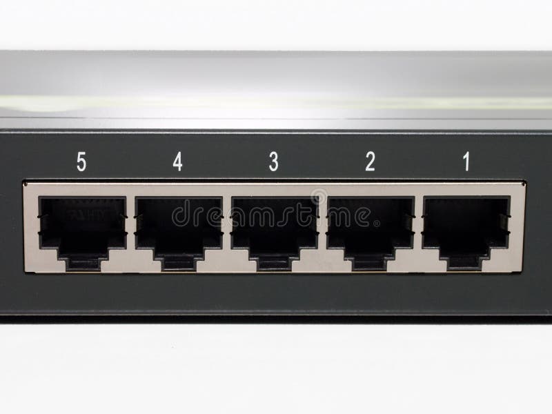 5 Port Ethernet Gigabit Switch Hub Stock Photo - Image of macro, ports ...