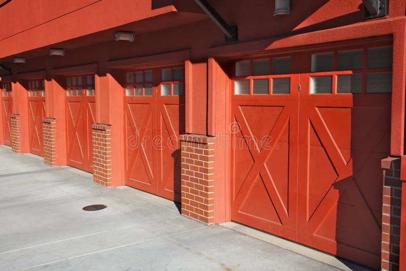 5 Red Garages stock photo. Image of urban, driveway, property - 18193844