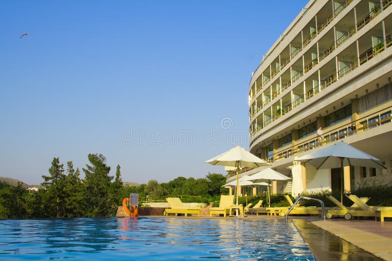 Luxury Hotel Pool with Stunning Sea View Stock Image - Image of ...